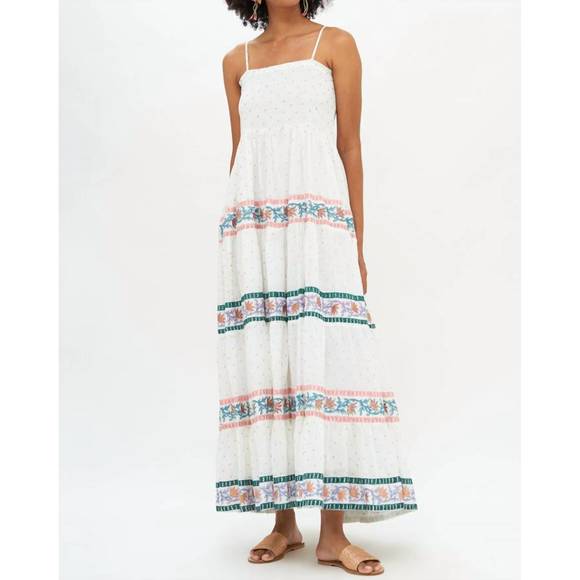 Oliphant | Dresses | New Oliphant Smocked Back Maxi Dress In White Gold ...